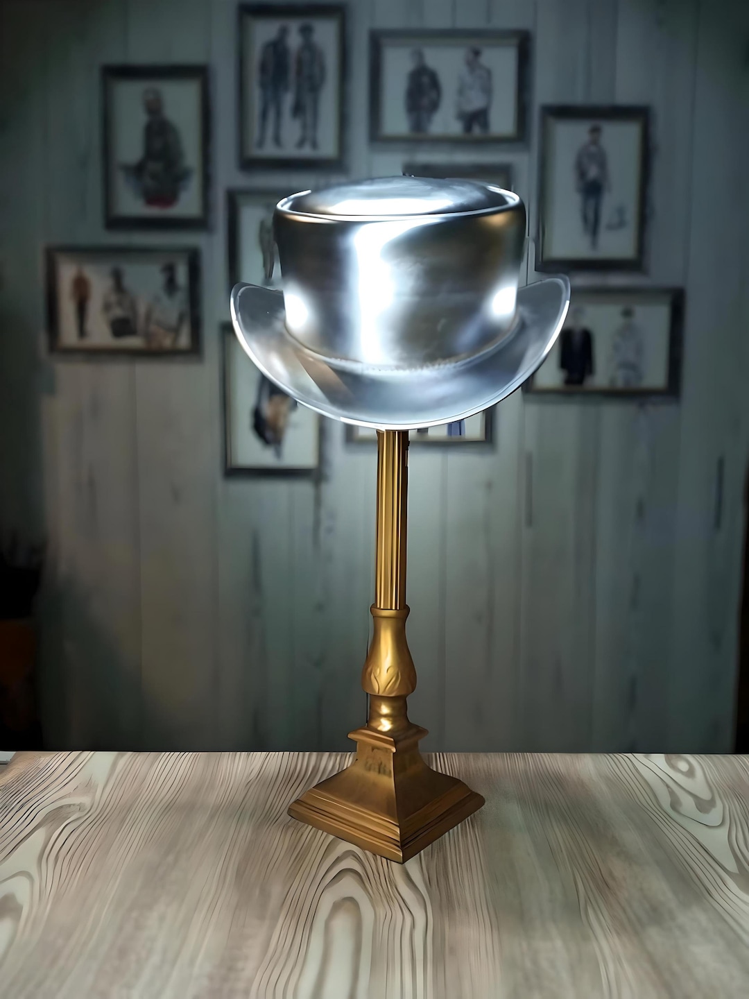 Silver Metallic Leather Top Hat Men & Womens - Classic Marlow Style ...