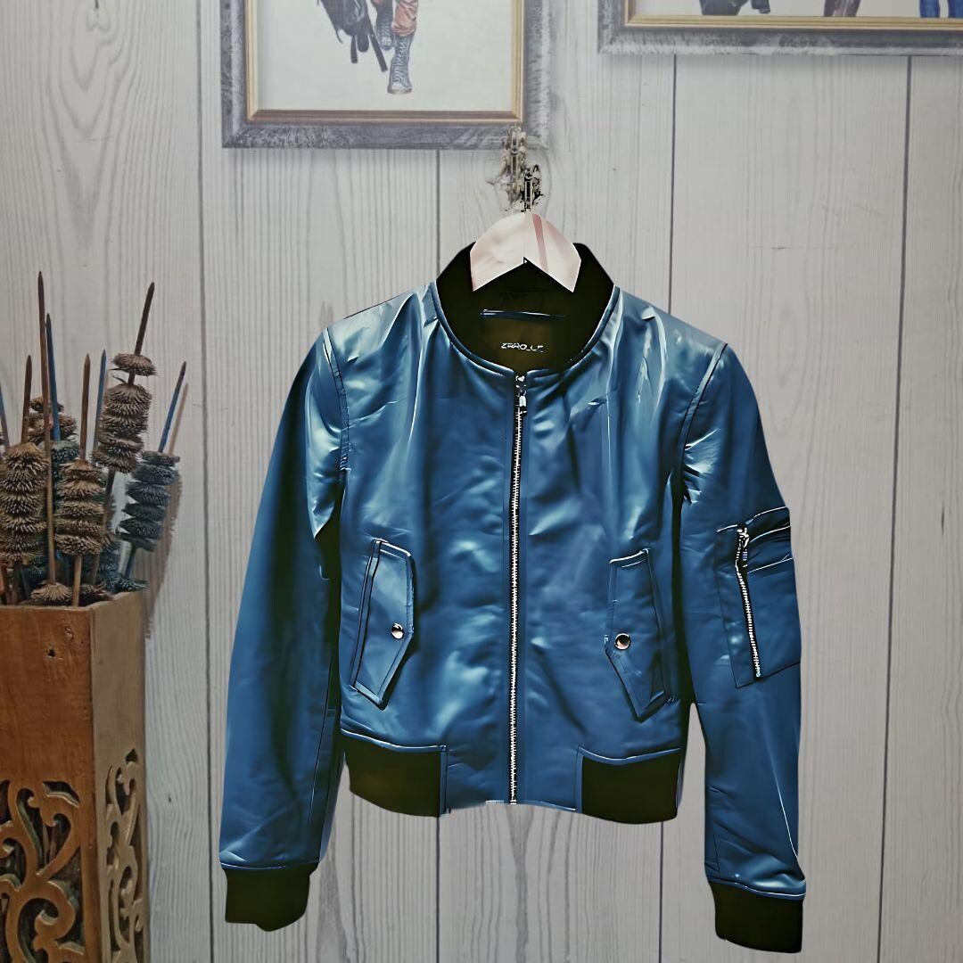 Blue Leather Bomber Jacket for Men and Women – Stylish Comfy Sheep ...