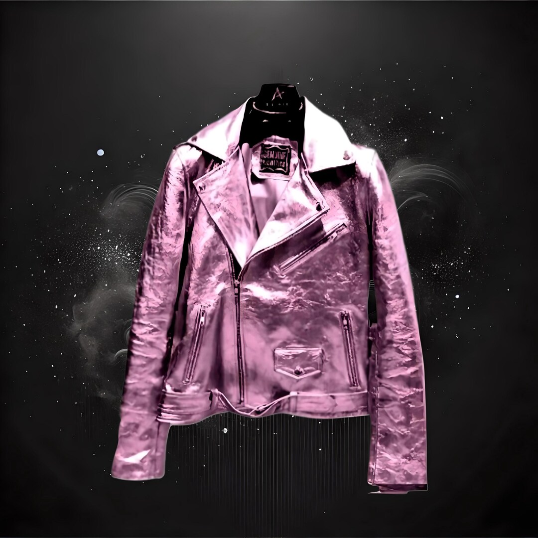 Metallic Pink Leather Jacket - Shiny Moto Biker Jacket for Women & Men ...