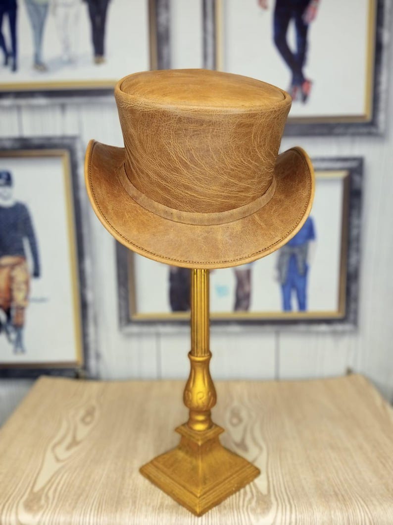 Mens Leather Top Hat - Midnight Black Suede Marlow Steampunk Hat ...
