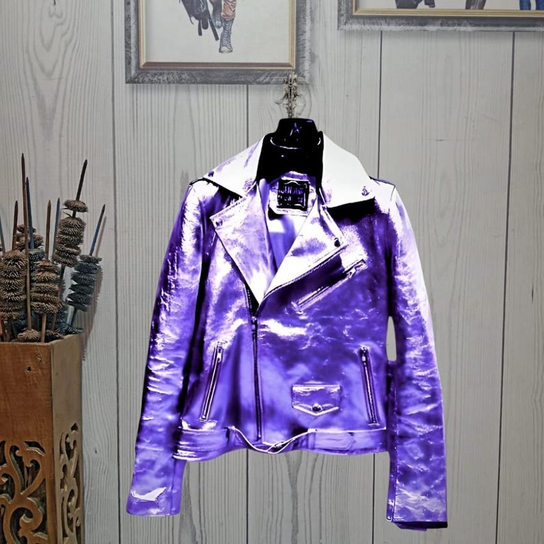 Metallic Red Leather Moto Jacket Shiny Biker Jacket for Women & Men ...