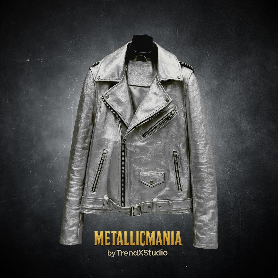 Metallic Silver Moto Jacket – Real Leather Shiny Biker Jacket for Women ...