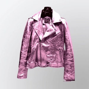 Gold Metallic Leather Jacket - Shiny Moto Biker Jacket for Women & Men ...
