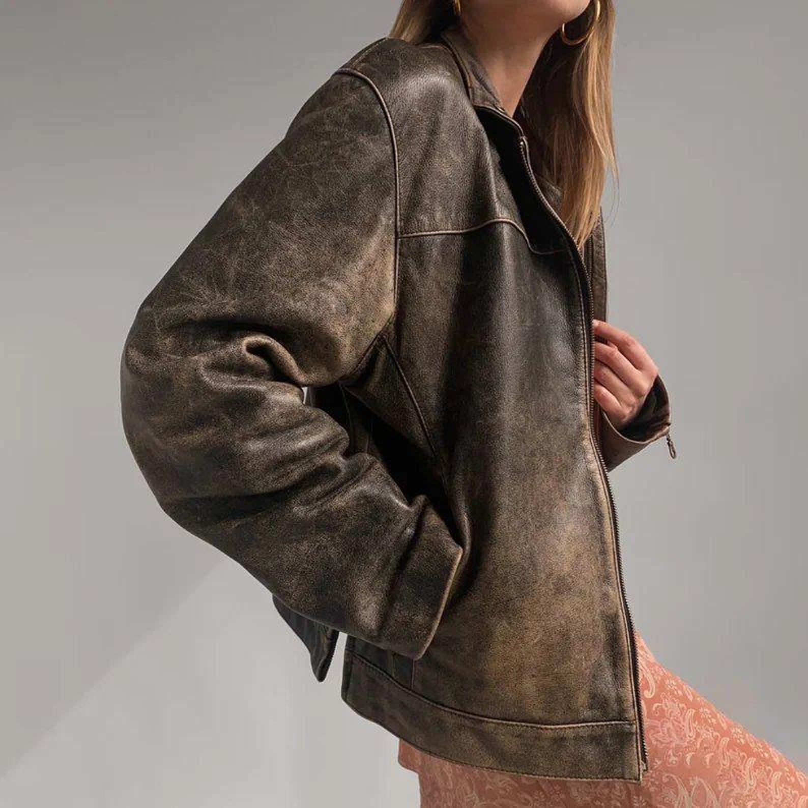 Vintage Rustic Leather Jacket - Women’s Genuine Distressed Brown ...