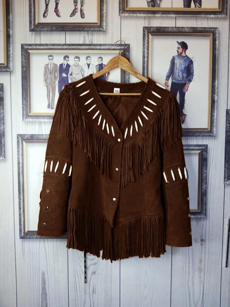 Handmade Pink Suede Fringe Jacket: Western Boho Bone Bead Coat - Etsy