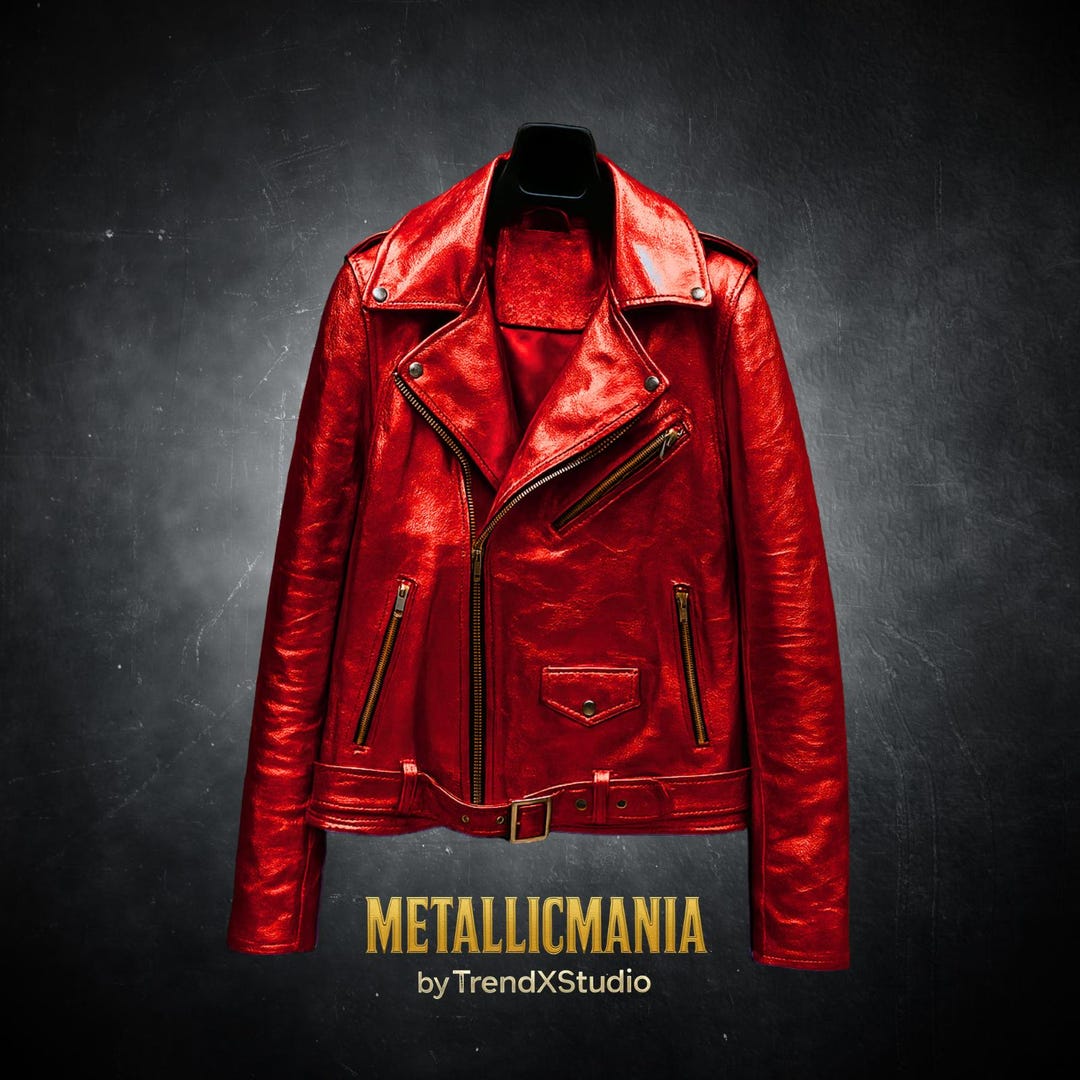 Metallic Red Leather Moto Jacket - Shiny Biker Jacket for Women & Men ...