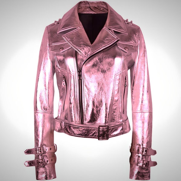 Pink Leather Jacket - Etsy
