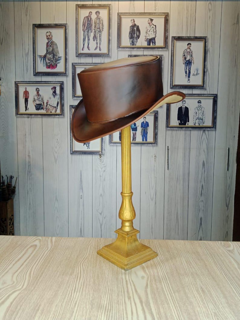 Mens Leather Top Hat - Midnight Black Suede Marlow Steampunk Hat ...