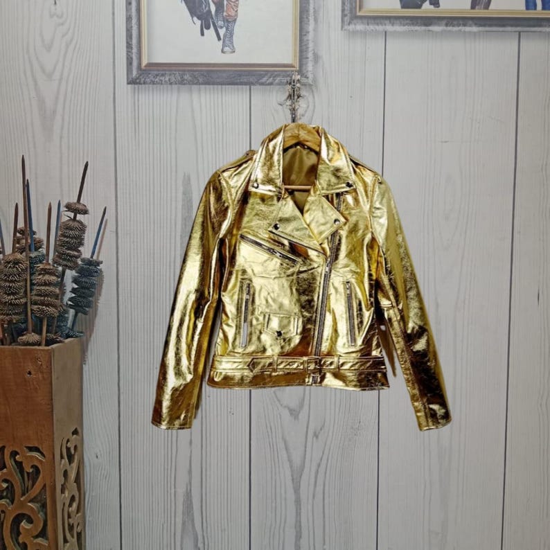 Metallic Red Leather Moto Jacket Shiny Biker Jacket for Women & Men ...