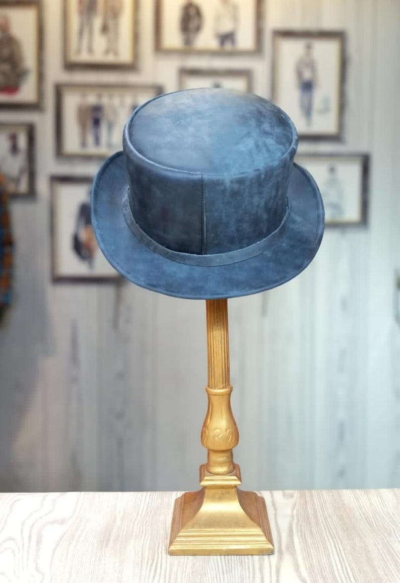 Mens Leather Top Hat - Midnight Black Suede Marlow Steampunk Hat ...