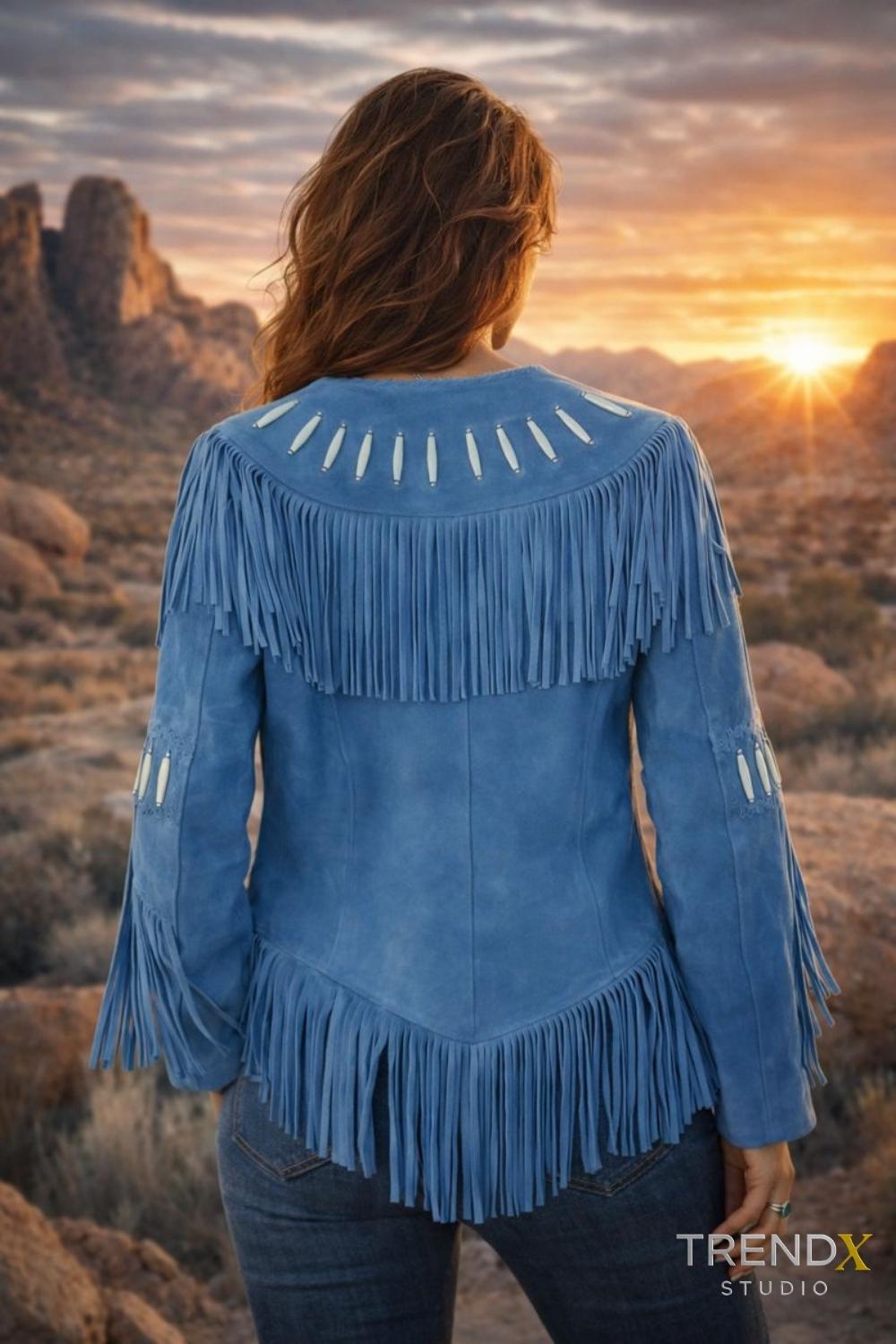 Handmade Pink Suede Fringe Jacket: Western Boho Bone Bead Coat - Etsy