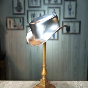 Silver Metallic Leather Top Hat Men & Womens - Classic Marlow Style ...