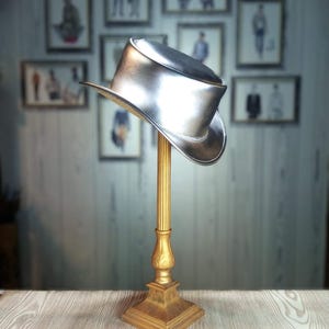 Silver Metallic Leather Top Hat Men & Womens - Classic Marlow Style ...
