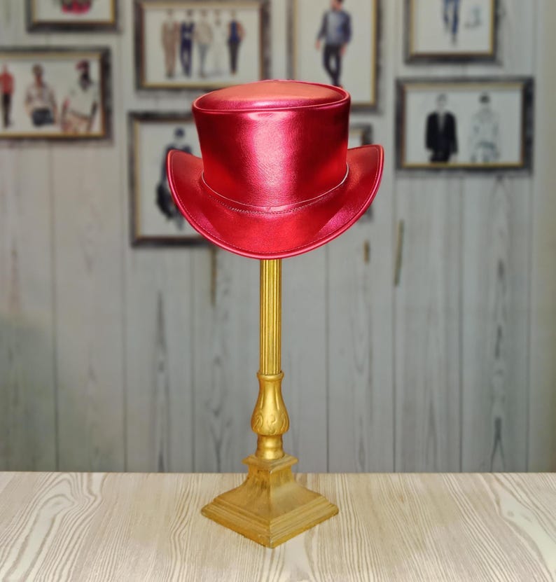 Silver Metallic Leather Top Hat Men & Womens - Classic Marlow Style ...