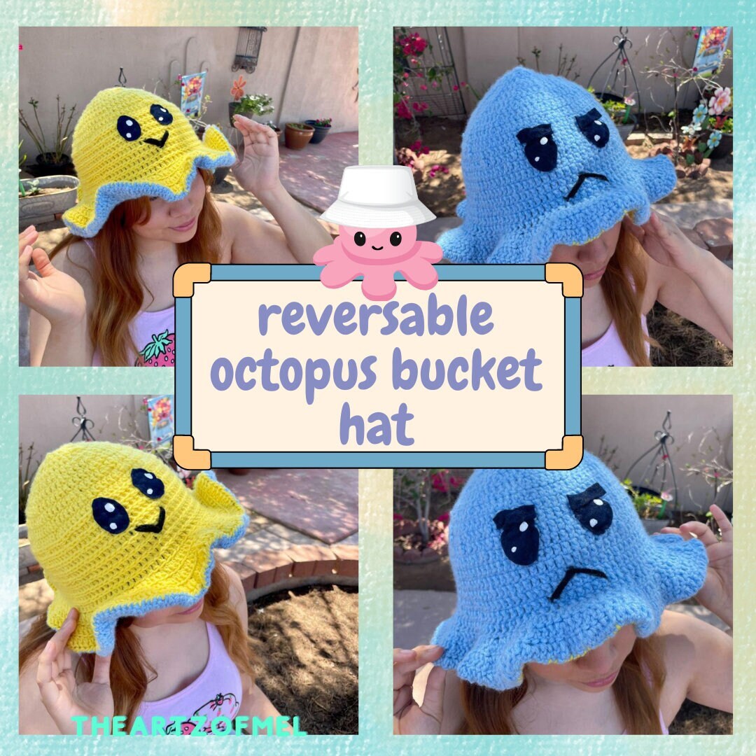 Crochet Reversable Octopus Bucket Hat - Etsy