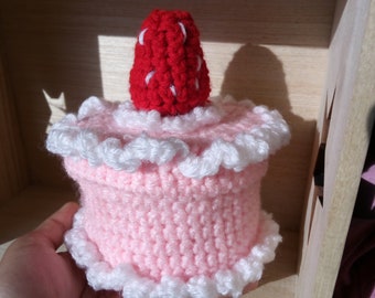 Strawberry Cherry French Vanilla Crochet Cake Box Handmade - Etsy