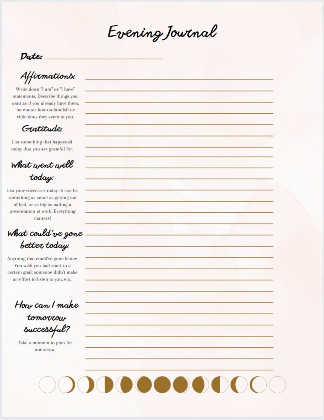 Evening Journal Template - Etsy