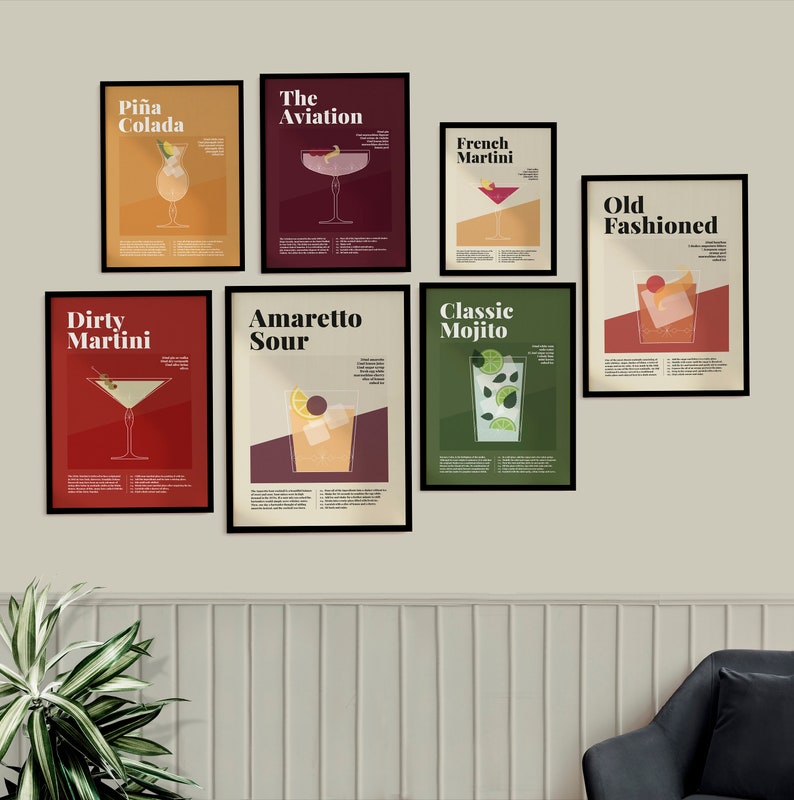 Aviation Full Colour Cocktail Poster, Cocktail Recipe Poster, Cocktail ...