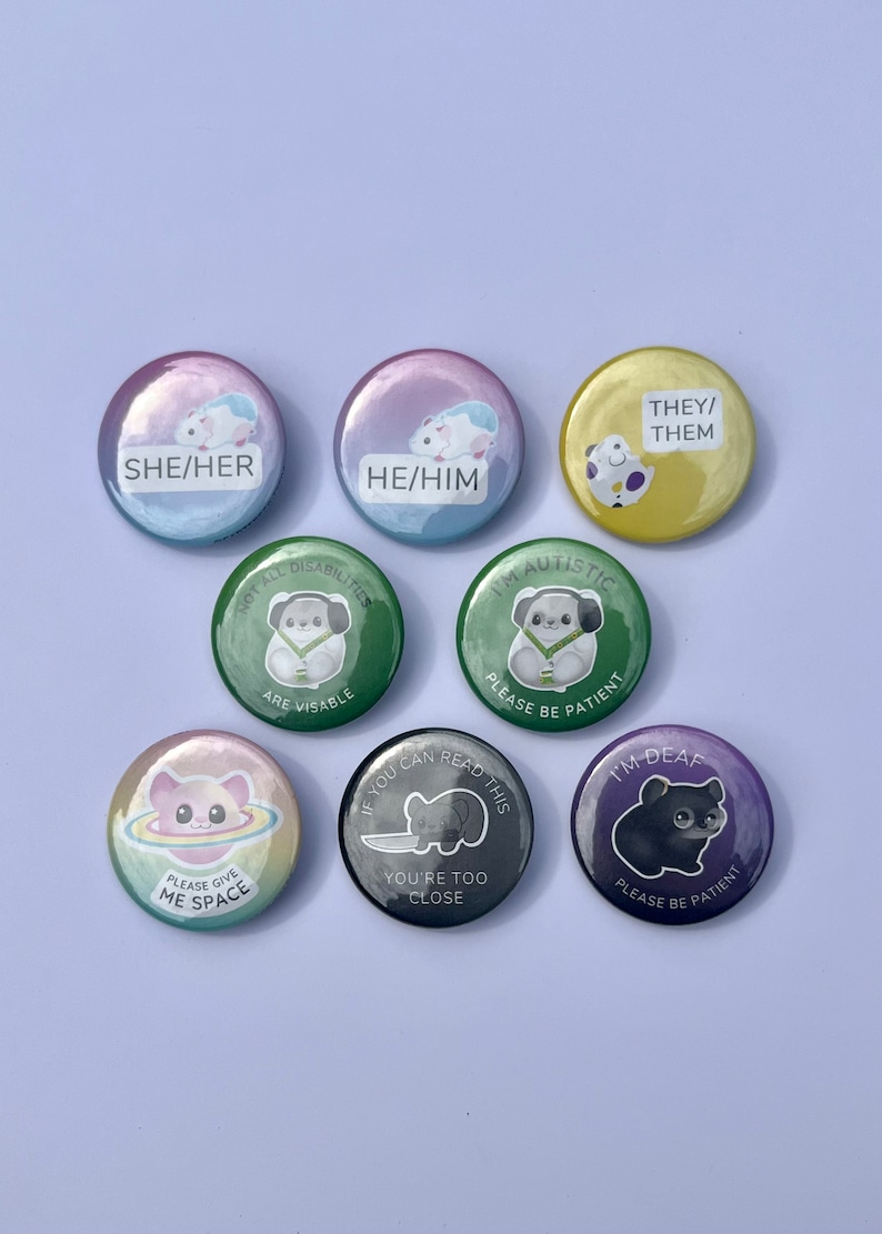 Hamster Pin Badges - Pronouns, Disability Etc - Etsy