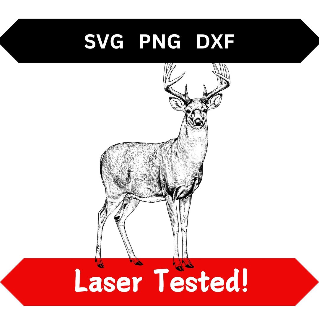 Whitetail Deer Buck Laser Engraving Files SVG PNG DXF Realistic ...