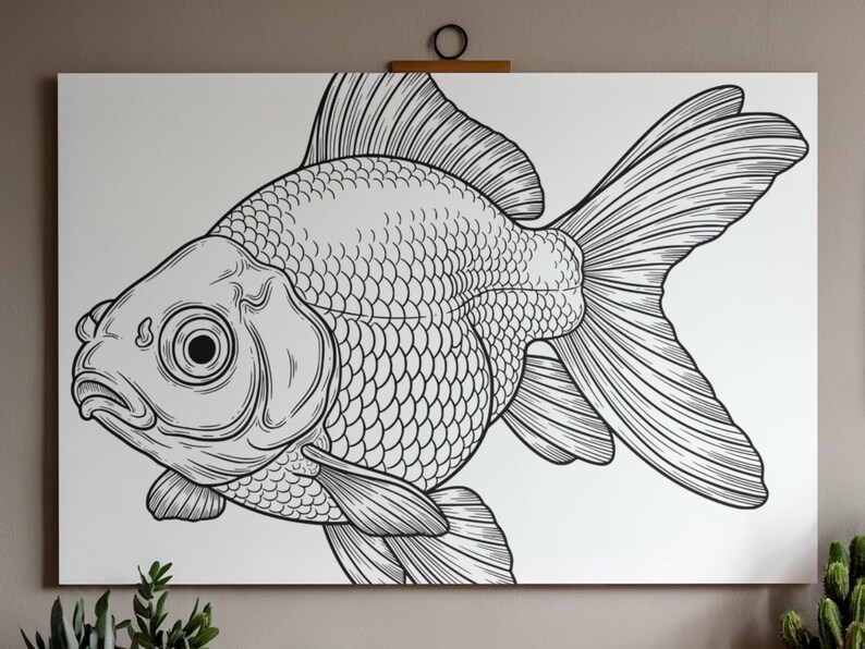 Goldfish Svg Png Dxf Realistic Detailed Aquarium Fish Digital Download ...
