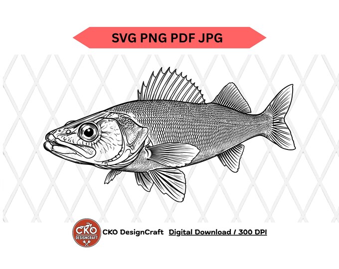 Walleye Fish Laser Engraving: Rustic Fishing Wall Art (PNG File) - Etsy ...