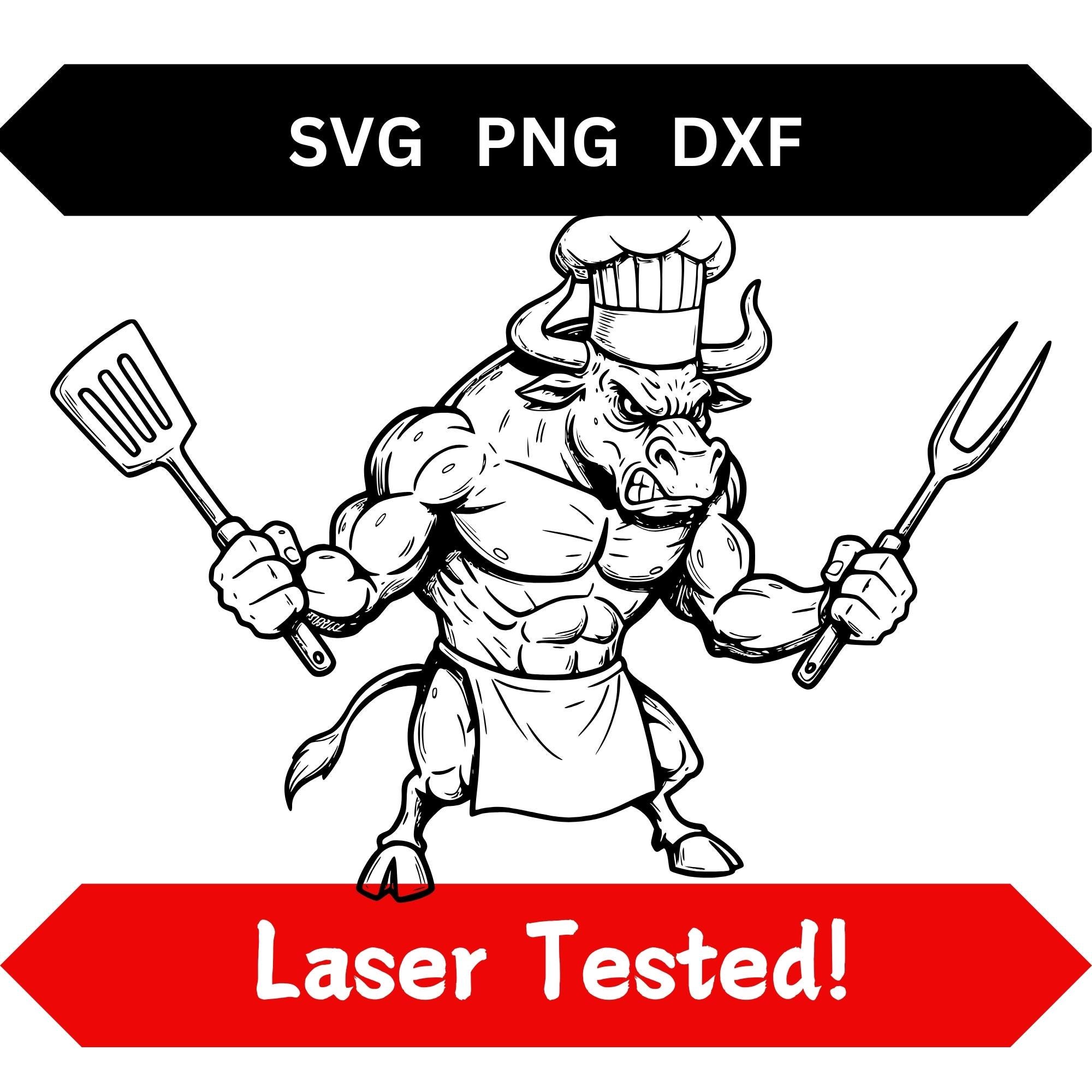 Barbeque Barbecue Bbq Cow Bull Cooking Beef SVG PNG DXF Files for Laser ...