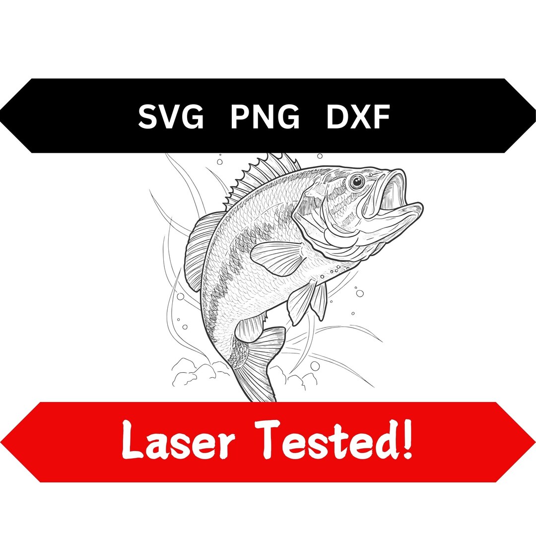 Largemouth Bass Laser Engraving Files SVG PNG DXF Realistic Detailed - Etsy