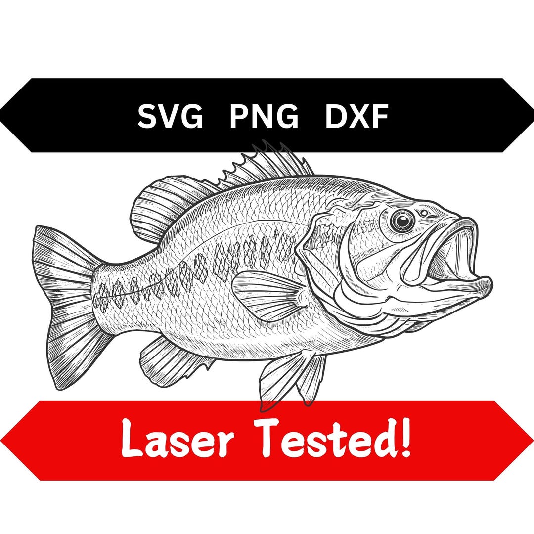 Largemouth Bass Laser Engraving Files SVG PNG DXF Realistic Detailed - Etsy