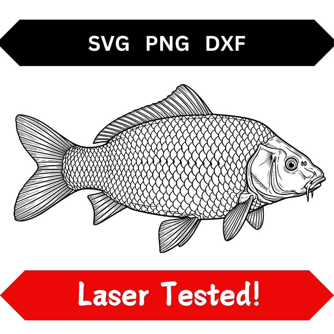 Carp Laser Engraving Files SVG PNG DXF Realistic Detailed - Etsy