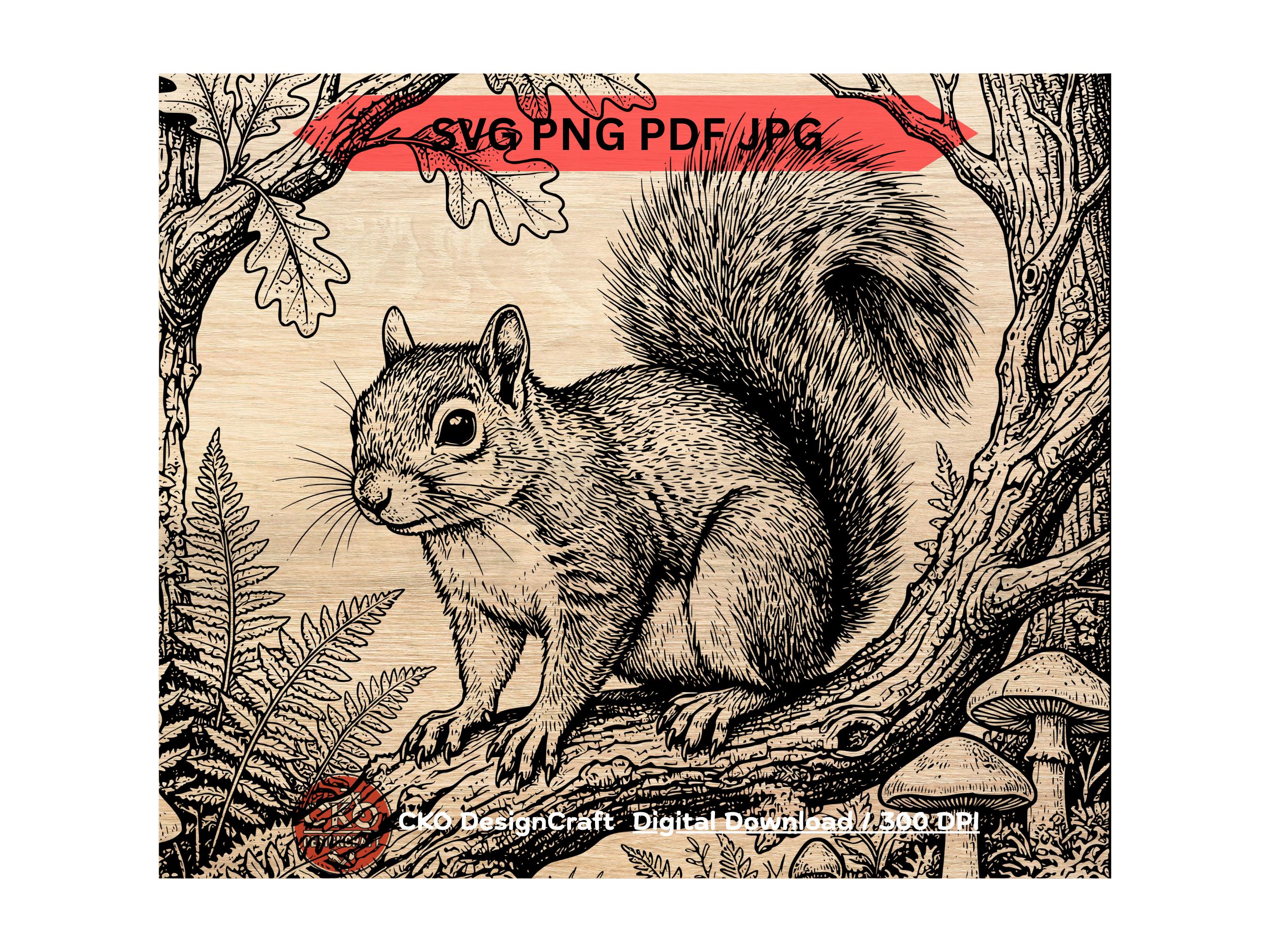 Squirrel Svg Png Pdf Jpg Grey Red Realistic Detailed Digital Download ...