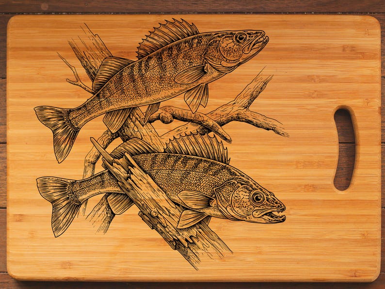 Walleye Svg Dxf Png Realistic Detailed Fish Igital Download Laser Files ...