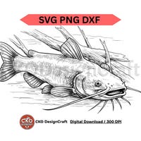Catfish SVG DXF - Fishing SVG - Catfish Silhouette - Flathead, Blue Cat ...