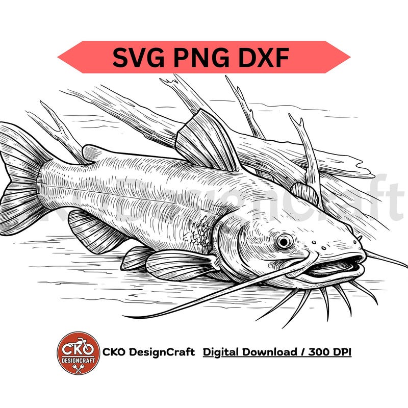 Catfish Dxf Svg Files - Etsy
