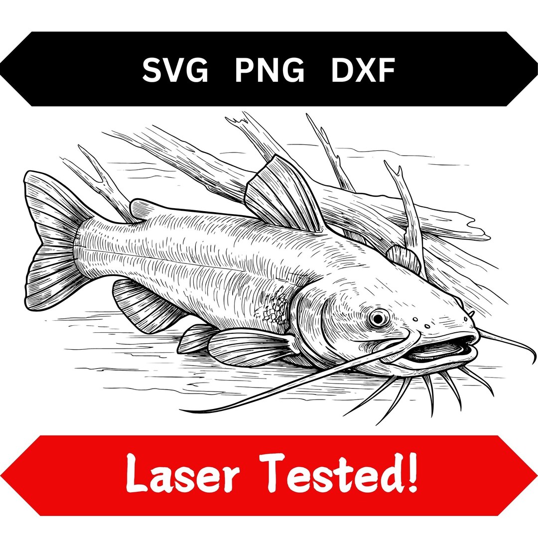 Channel Catfish Cat Laser Engraving Files SVG PNG DXF Realistic ...