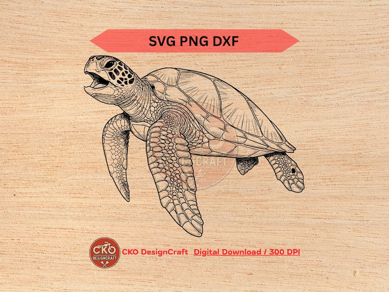 Sea Turtle Svg Dxf Png Realistic Detailed Green Tortoise Digital ...