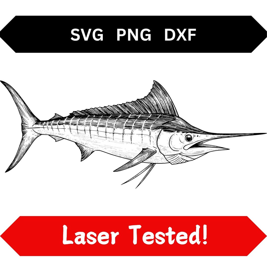 Blue Marlin Laser Engraving Files SVG PNG DXF Realistic Detailed - Etsy