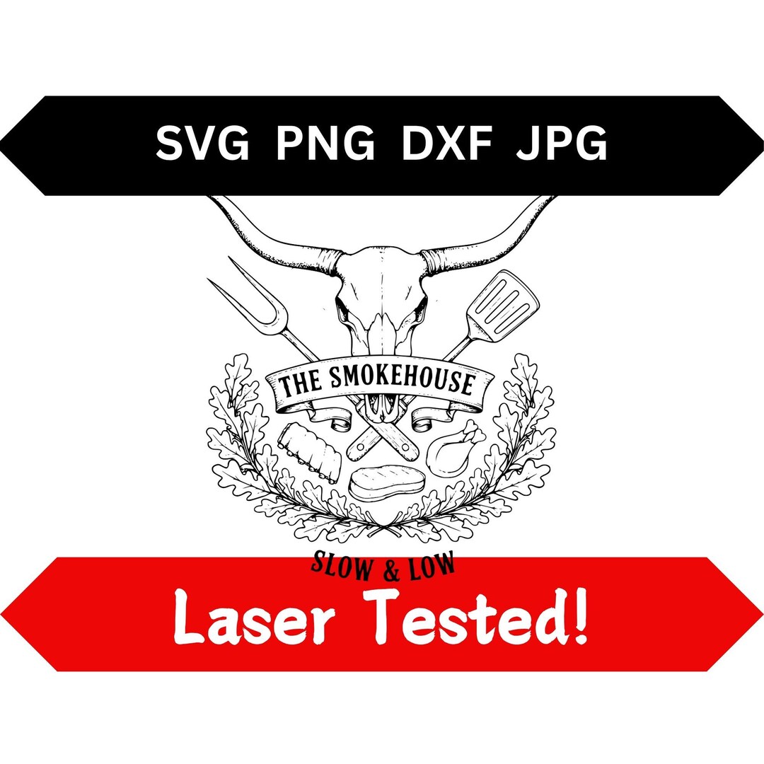 BBQ Smokehouse Barbeque Low and Slow Sign Files for Laser Engraving Rib ...