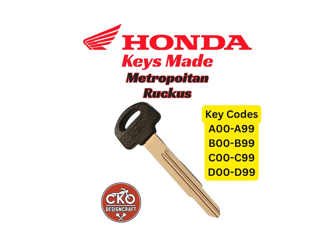 Honda Ruckus Metropolitan Scooter Keys Replacement Key Codes A00-A99 ...