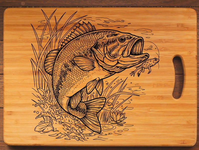 Largemouth Bass Svg Dxf Png Realistic Detailedb Fish Digital Download ...