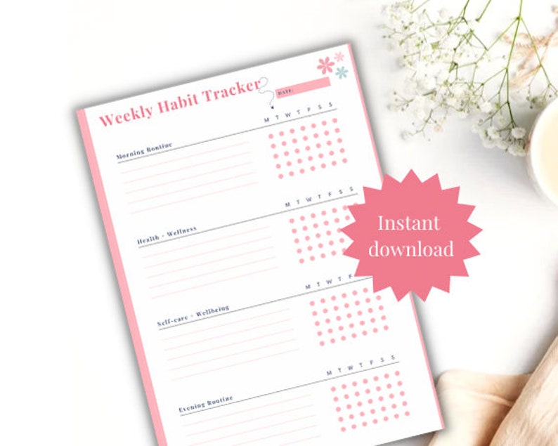 Weekly Habit Tracker Printable - Personal Development - Habits Daily ...