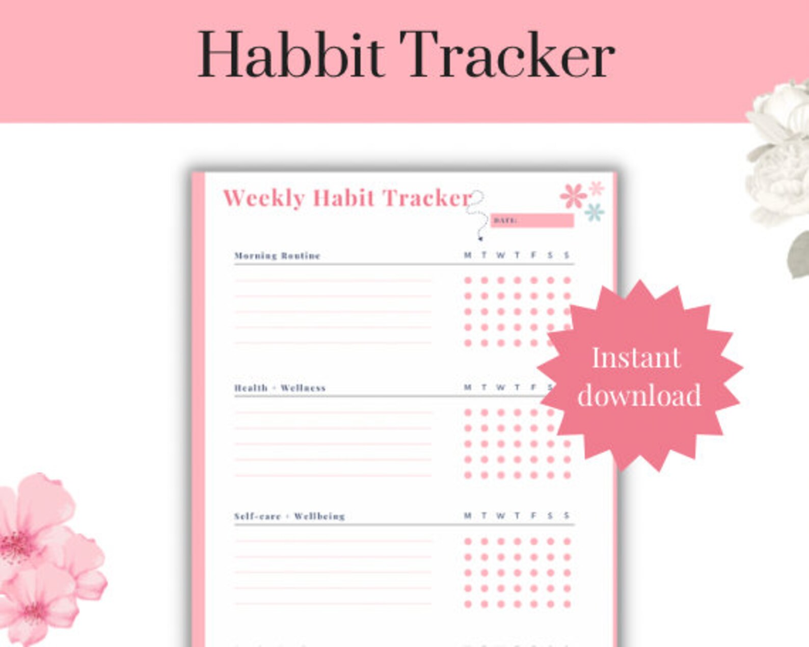Weekly Habit Tracker Printable - Personal Development - Habits Daily ...