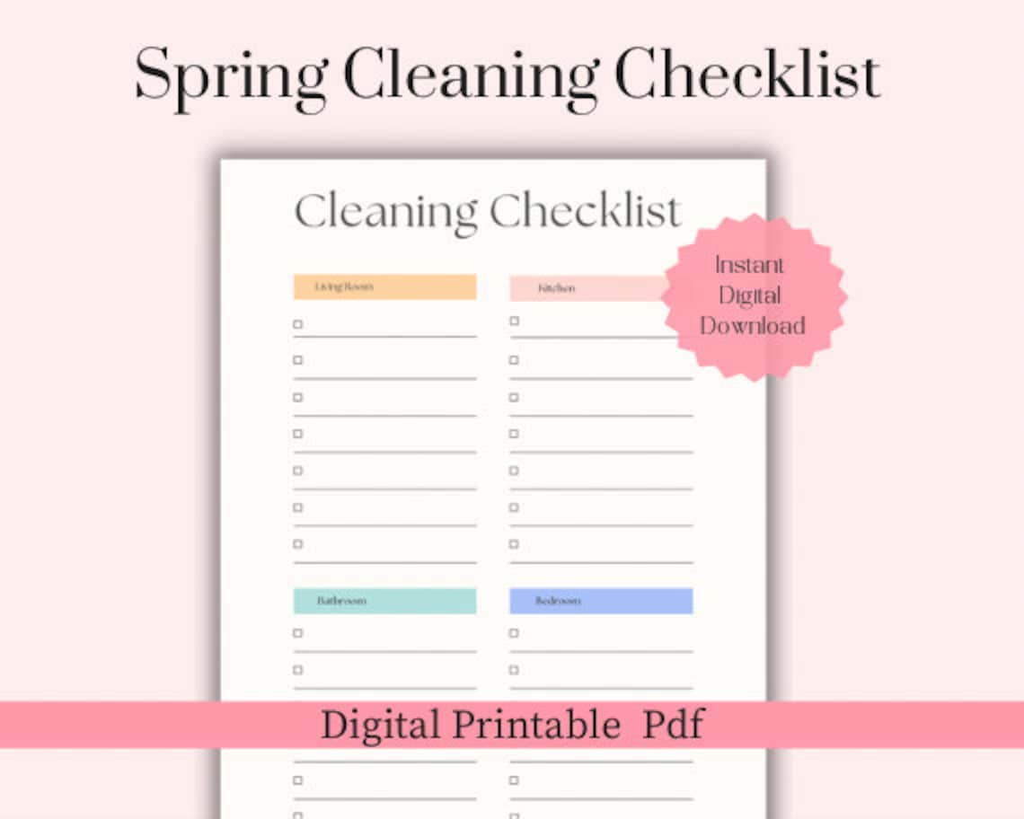 Spring Cleaning Checklist Printable - Printable Cleaning Checklist ...