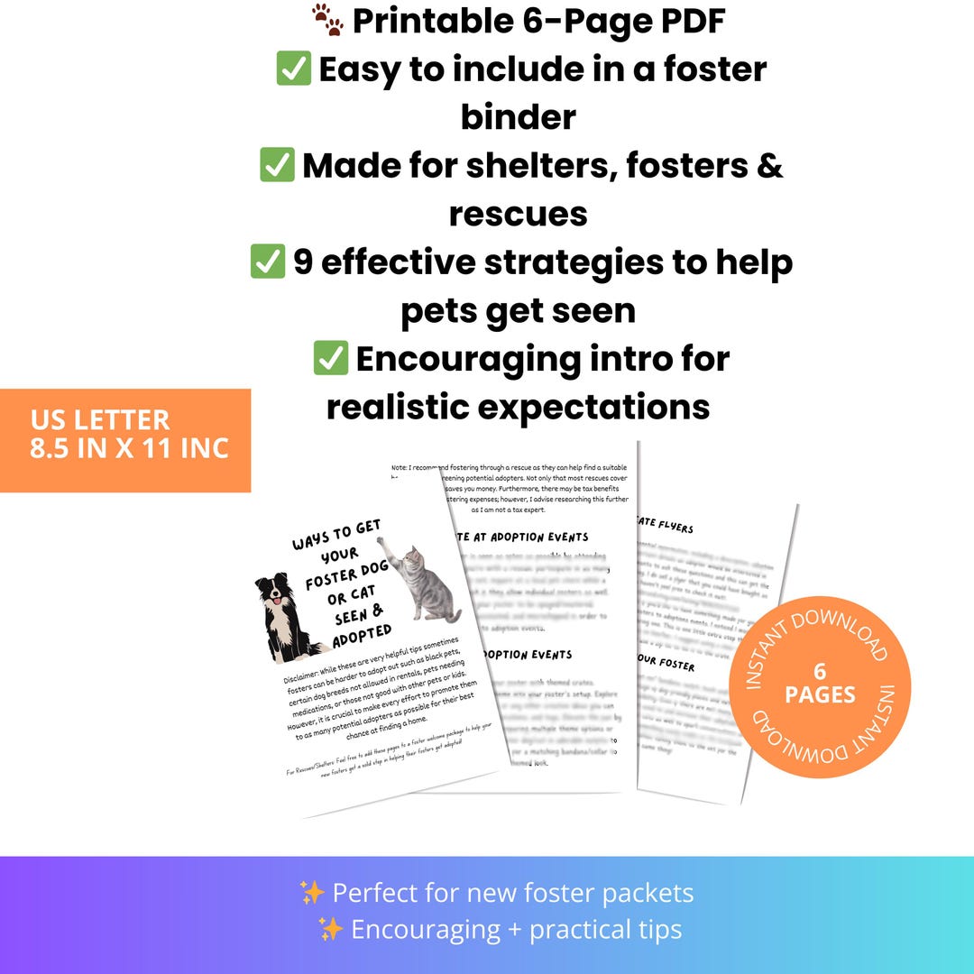 Printable Pet Adoption Tips for Rescues, 9 Ways to Help Get Fosters ...