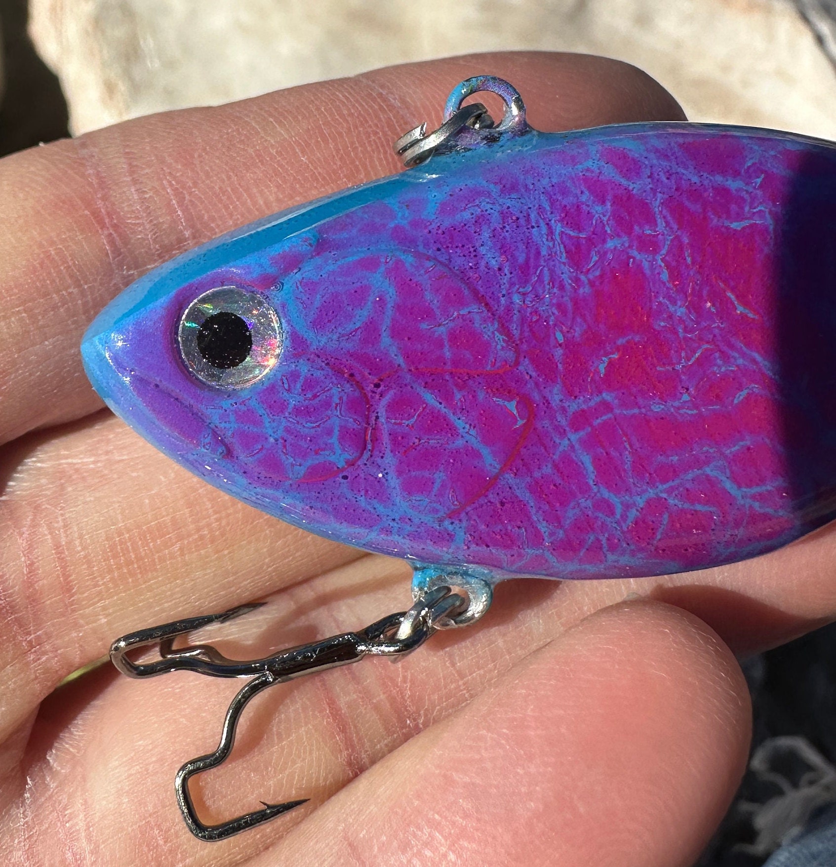 Custom Painted Lipless Crankbait in Light Blue and Pink - Etsy