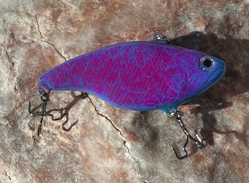 Custom Painted Lipless Crankbait in Light Blue and Pink - Etsy