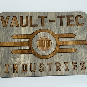 Wood Customizable Vault Tec Wall Art. Text, Numbers - Etsy