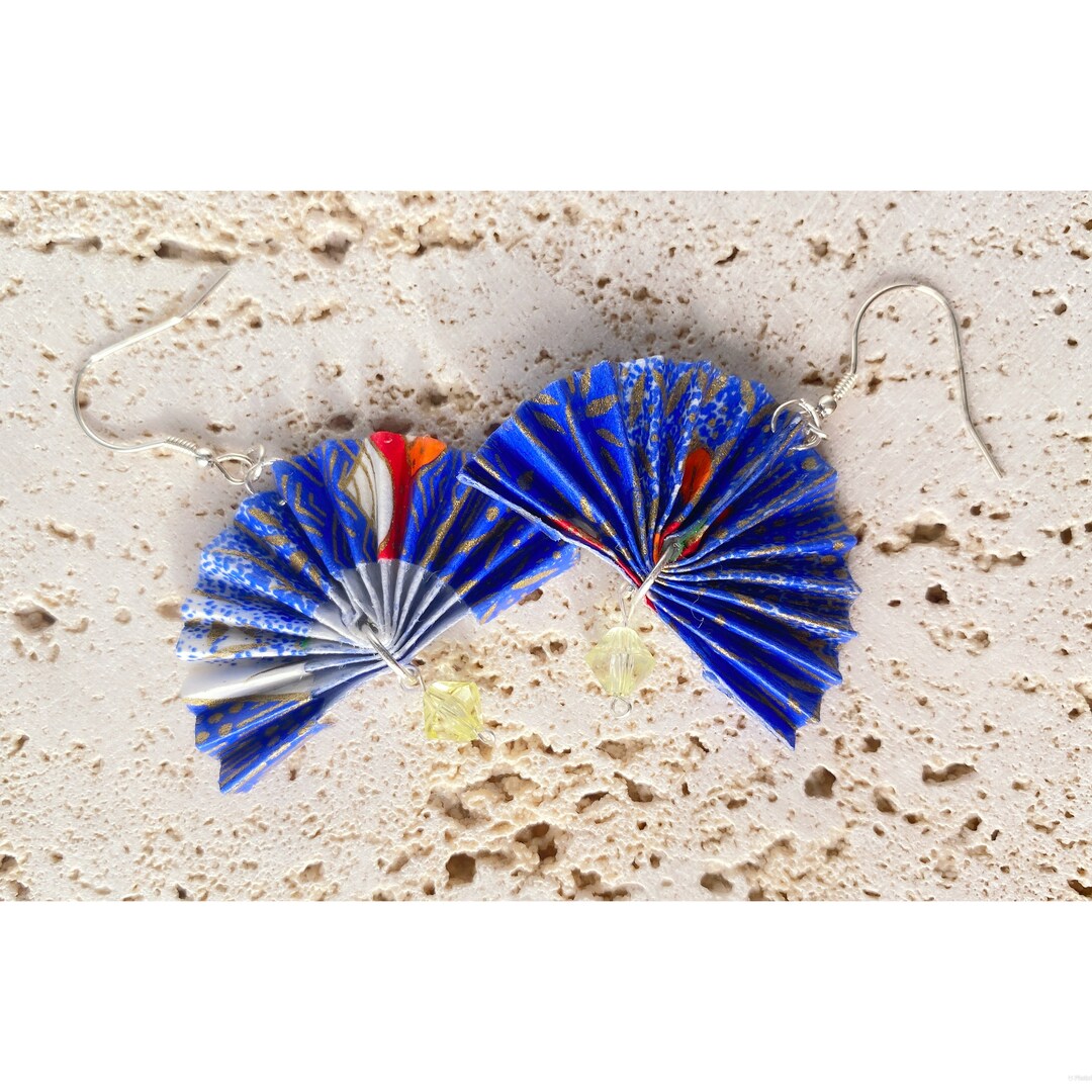 Elegant and Stylish Origami Paper Fan Earrings - Japanese Washi Paper ...