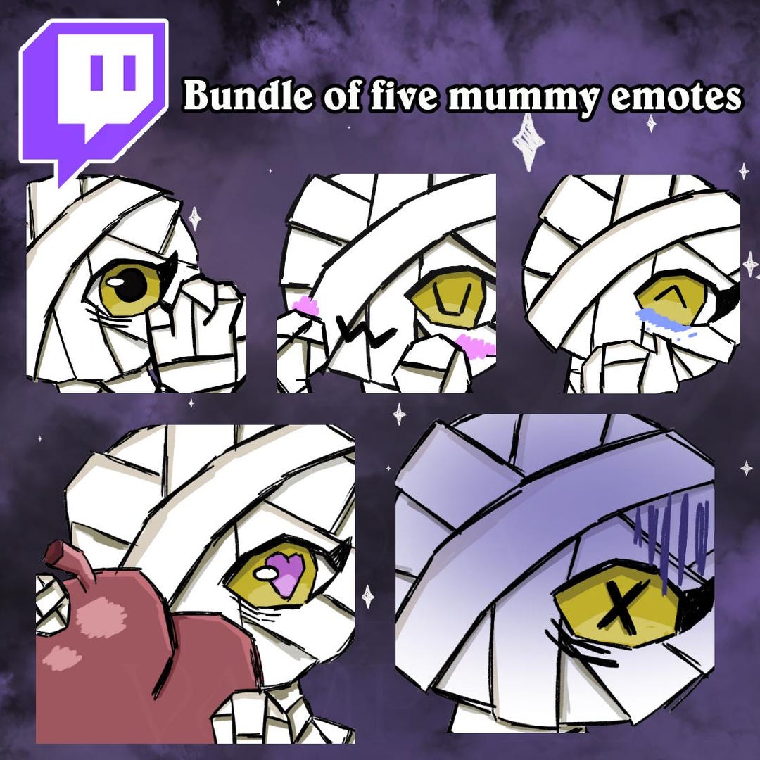 Cute Bundle of 5 Mummy Emotes for Twitch Perfect for Halloween - Etsy