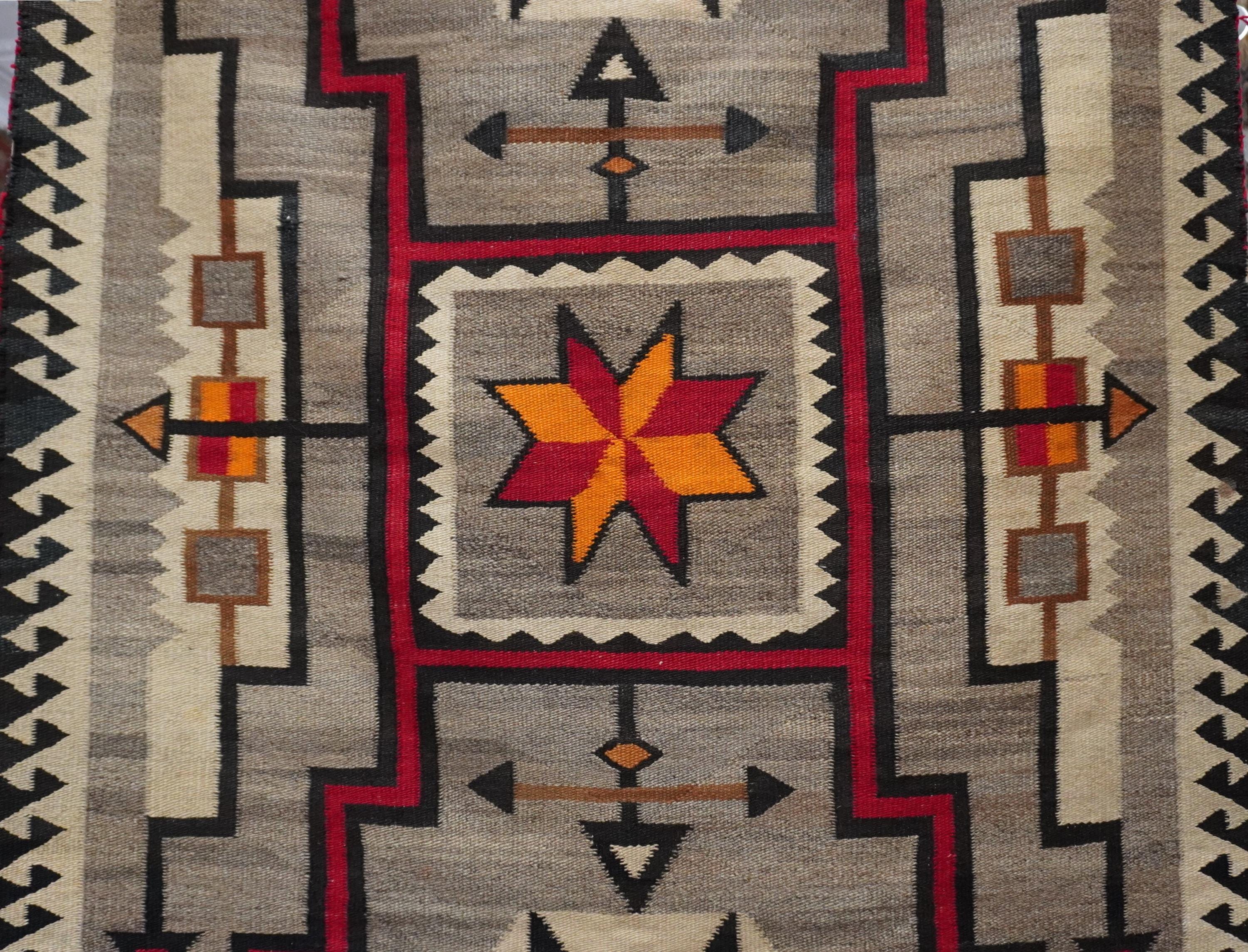 3'9" X 5'8" Antique Navajo Native American Indian Hand Woven Wool Large ...